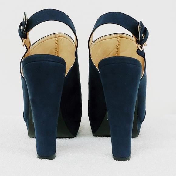 Shoes | Navy Blue Platform Heels | Poshmark